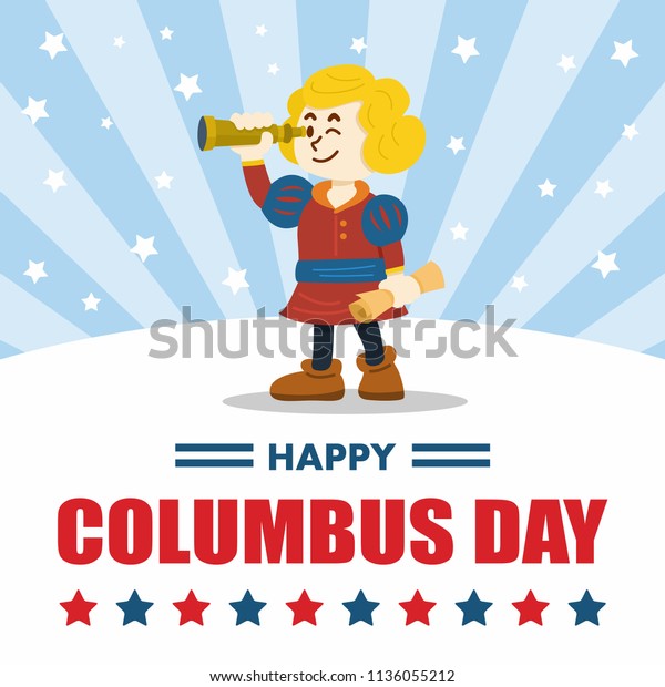 Cute Cartoon Christopher Columbus Vector Illustration Stock Vector ...