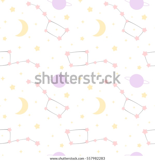 Cute Cartoon Constellation Stars Moon Planet Stock Vector (Royalty Free ...