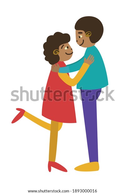 Cute Cartoon Couple Monkeys Hugging Hand Stock Vector (Royalty Free ...