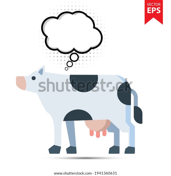 Cute Cartoon Cow Thought Bubble Isolated Stock Vector (Royalty Free ...