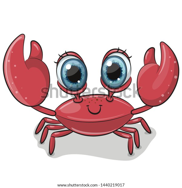 Cute Cartoon Crab isolated on a white background