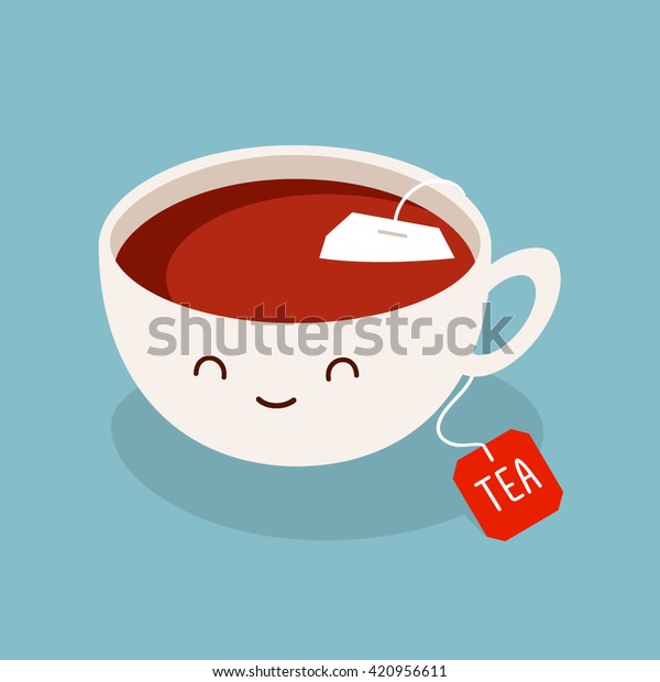 Cute Cartoon Cup Black Tea Vector Stock Vector (Royalty Free) 420956611
