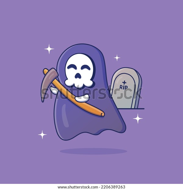 Joli dessin animé sur la mort : image vectorielle de stock (libre de ...