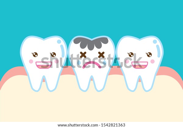 Cute Cartoon Decayed Tooth Illustration: เวกเตอร์สต็อก (ปลอดค่า ...