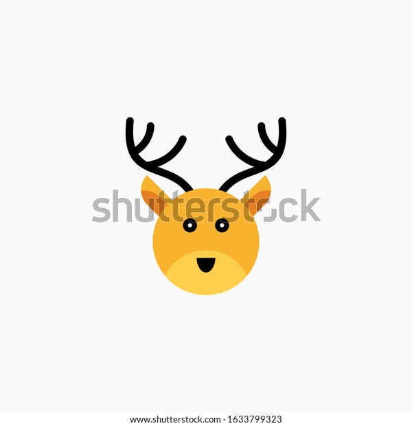 Cute Cartoon Deer Face Sticker Funny Stock Vector (Royalty Free ...