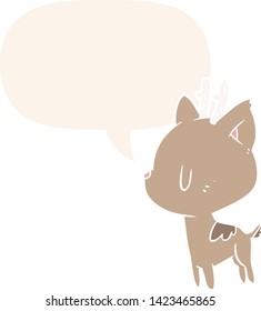 Cute Cartoon Deer Speech Bubble Retro Stock Vector (Royalty Free ...