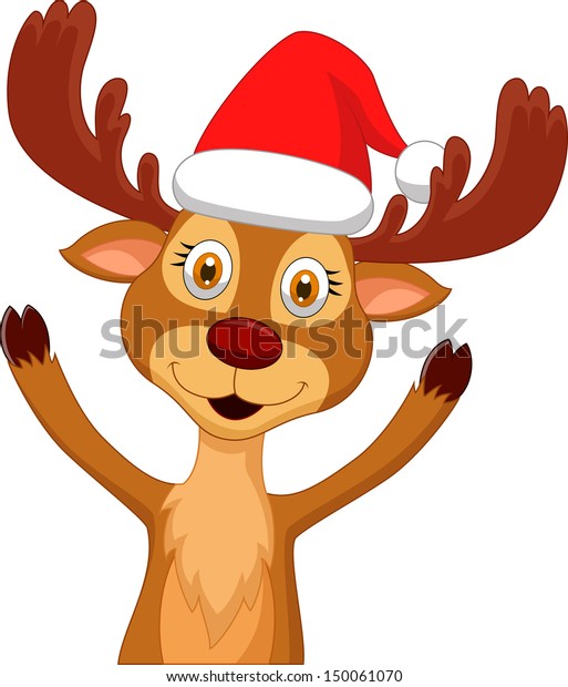 Cute Cartoon Deer Waving Stock Vector (Royalty Free) 150061070 ...