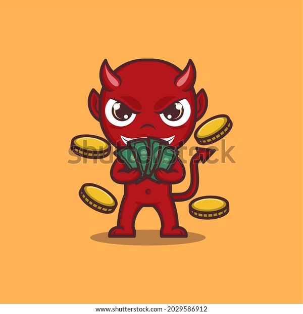 Cute Cartoon Devil Money Mascot Logo Stock Vector (Royalty Free ...