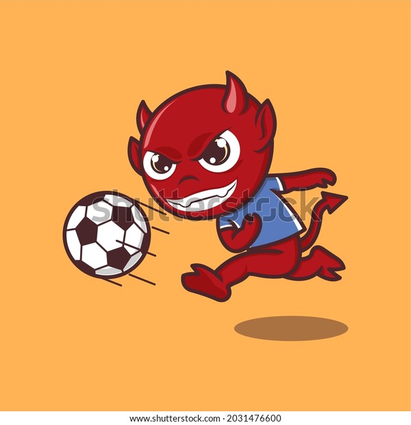 Cute Cartoon Devil Playing Soccer Vector Stock Vector (Royalty Free ...