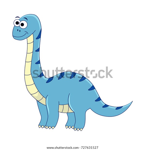 Cute Cartoon Diplodocus Vector Illustration Dinosaur: vetor stock ...