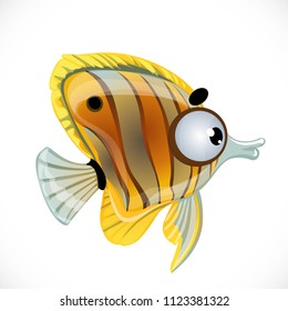 Cute Cartoon Discus Fish Isolated On: vector de stock (libre de ...
