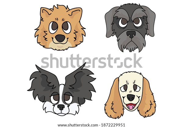 Cute Cartoon Dog Breed Set Vector Stock Vector (Royalty Free ...