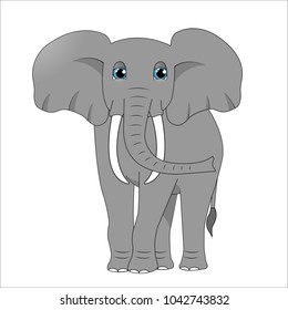 Big Grey Elephant Cute Cartoon Character Stock Vector (Royalty Free ...
