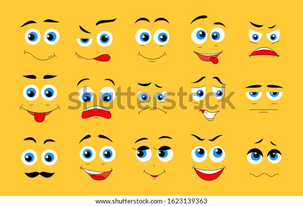 Cute Cartoon Face Expression Set Vector Stock Vector (Royalty Free ...