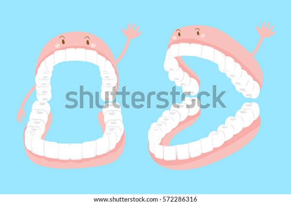 Cute Cartoon False Tooth Gums Greet Stock Vector (Royalty Free ...