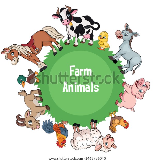 Cute Cartoon Farm Animals Frame Design 库存矢量图（免版税）1468756040 | Shutterstock