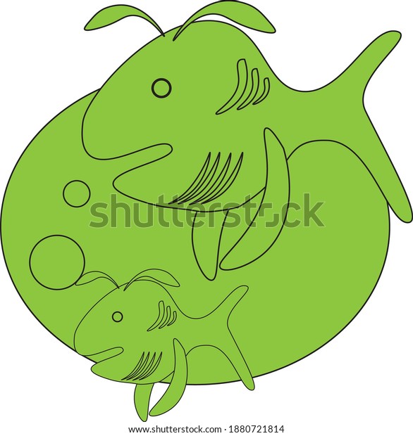 Cute Cartoon Fish Symbol Vector Stock Vector (Royalty Free) 1880721814