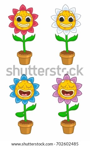 Cute Cartoon Flower Pot Vector Illustration Stock Vector (Royalty Free ...