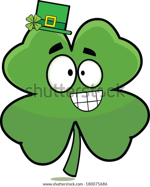 Cute Cartoon Four Leaf Clover Wearing Stock Vector (Royalty Free ...