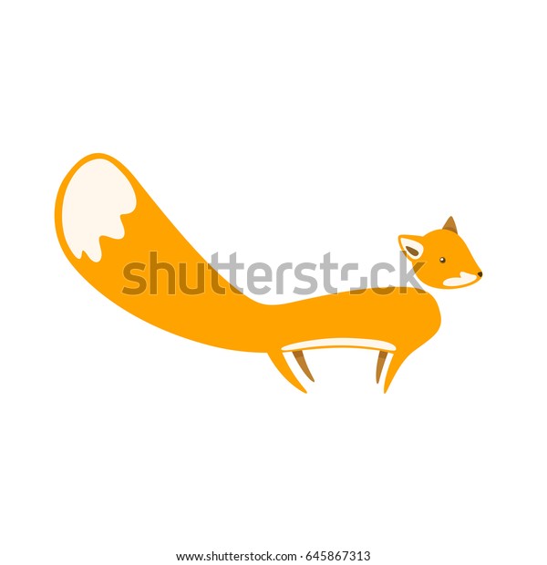 Cute Cartoon Fox Big Tail Flat Stock Vector (Royalty Free) 645867313 ...