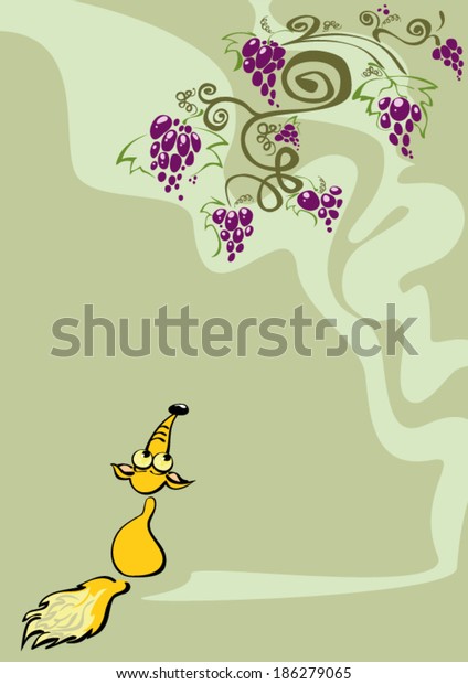 Cute Cartoon Fox Tempted By Grape Stock Vector (Royalty Free) 186279065 ...