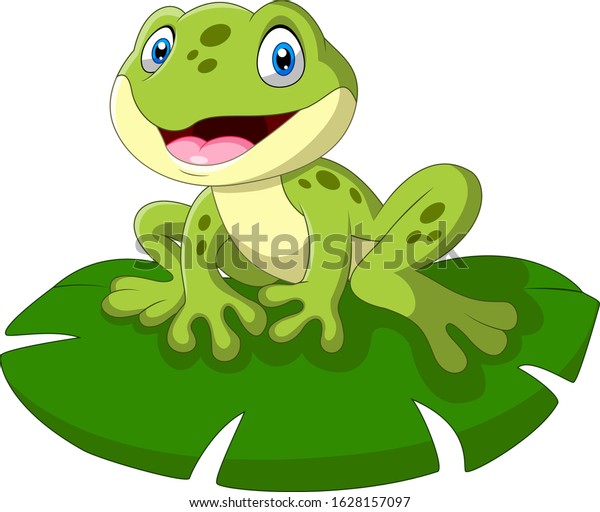 Cute Cartoon Frog Sitting Stock Vector (Royalty Free) 1628157097 ...