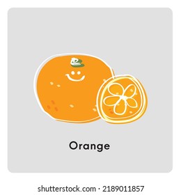 Cute Cartoon Fruit Orange Half Orange Stock Vector (Royalty Free ...