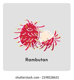 Cute Cartoon Fruit Rambutan Half Rambutan Stock Vector (Royalty Free ...