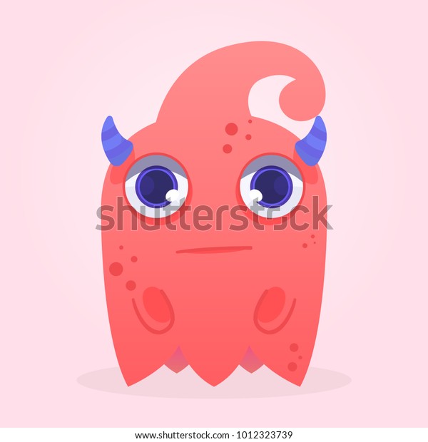 Cute Cartoon Ghost Confused Monster Illustration Stock Vector (Royalty ...