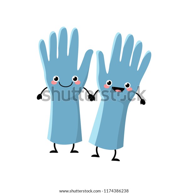 Cute Cartoon Gloves Character Vector Illustration Stock Vector (Royalty ...