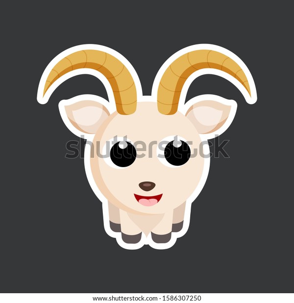 Cute Cartoon Goat Sticker Vector Illustration Stock Vector (Royalty ...