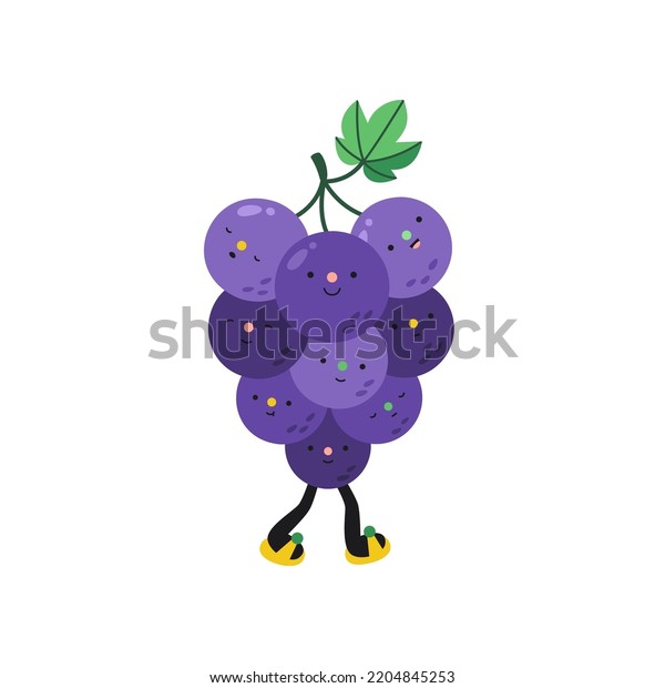 Cute Cartoon Grape Illustration On White Stock Vector (Royalty Free ...
