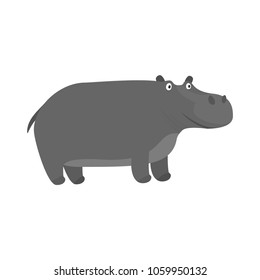 Cute Cartoon Gray Fat Smiling Hippo Stock Vector (Royalty Free ...