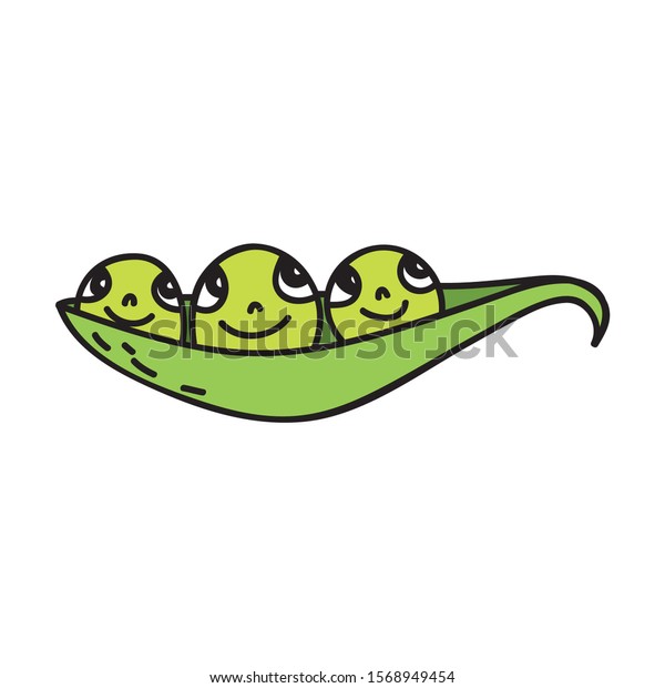 Cute Cartoon Green Pea Vector Illustration Stock Vector (Royalty Free ...