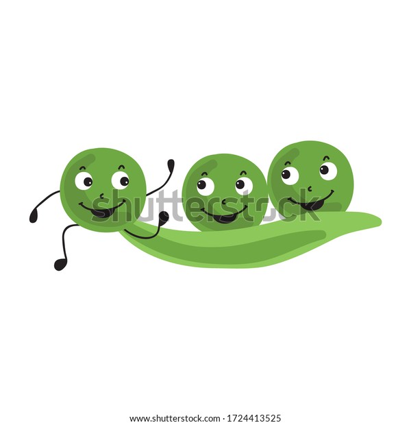 Cute Cartoon Green Peas Vector Illustration: стоковая векторная графика ...