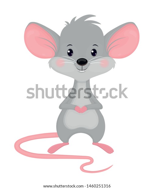 Cute Cartoon Grey Rat Isolated On: стоковая векторная графика (без ...