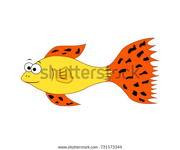 Cute Cartoon Guppy Isolated On White Stock Vector (Royalty Free ...