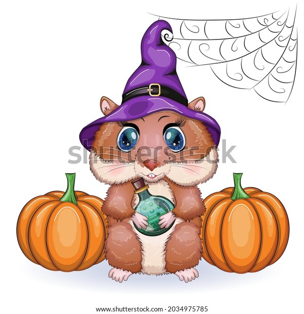 Cute Cartoon Hamster Wearing Wizard Hat Stock Vector (Royalty Free ...
