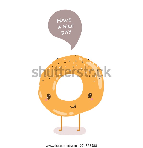 Cute Cartoon Hand Drawn Bagel Character Stock Vector (Royalty Free ...