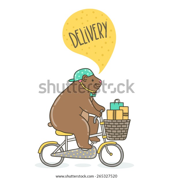 Cute Cartoon Hand Drawn Delivery Illustration Stock Vector (Royalty ...