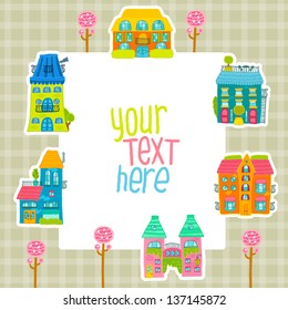 Cute Cartoon House Frame: เวกเตอร์สต็อก (ปลอดค่าลิขสิทธิ์) 137145872 ...