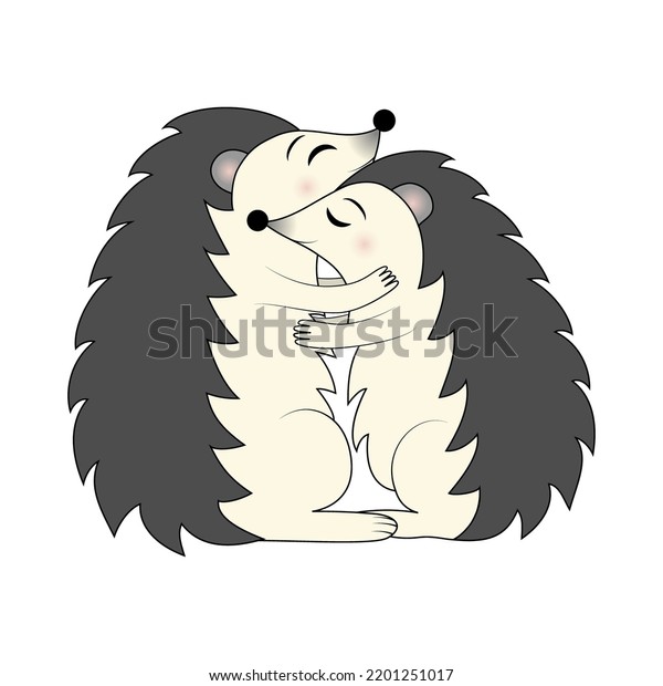 Cute Cartoon Hugging Hedgehogs Characters Flat Stock Vector (Royalty ...