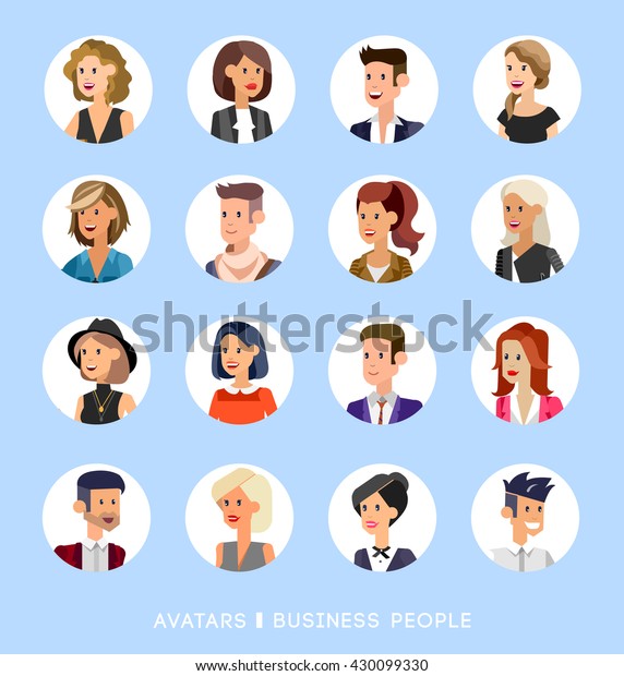 Image vectorielle de stock de Cute Cartoon Human Avatars Set Big 430099330