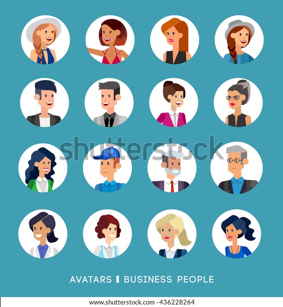 Cute cartoon human avatars set, big male and female faces collection ...