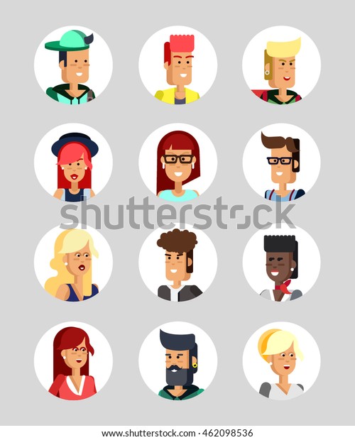 Cute Cartoon Human Avatars Set Big 库存矢量图（免版税）462098536 | Shutterstock