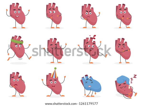 Cute Cartoon Human Heart Internal Organ Stock Vector (Royalty Free ...