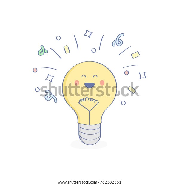 Cute Cartoon Idea Light Bulb Flat Stock Vector (Royalty Free) 762382351 ...