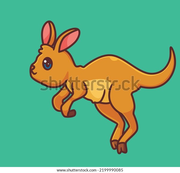Cute Cartoon Kangaroo Jumping Isolated Cartoon Stock Vector (Royalty ...