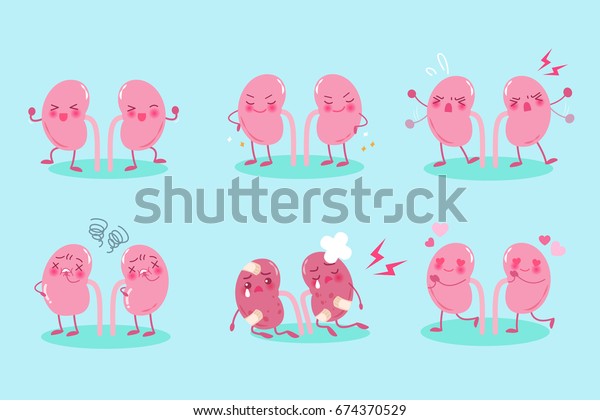 Cute Cartoon Kidney On Blue Background Stock Vector (Royalty Free ...