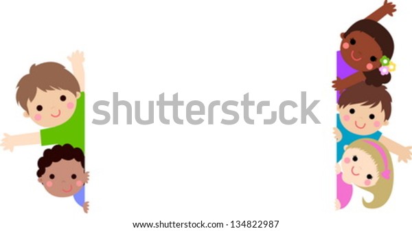 Cute Cartoon Kids Frame 스톡 벡터(로열티 프리) 134822987 | Shutterstock